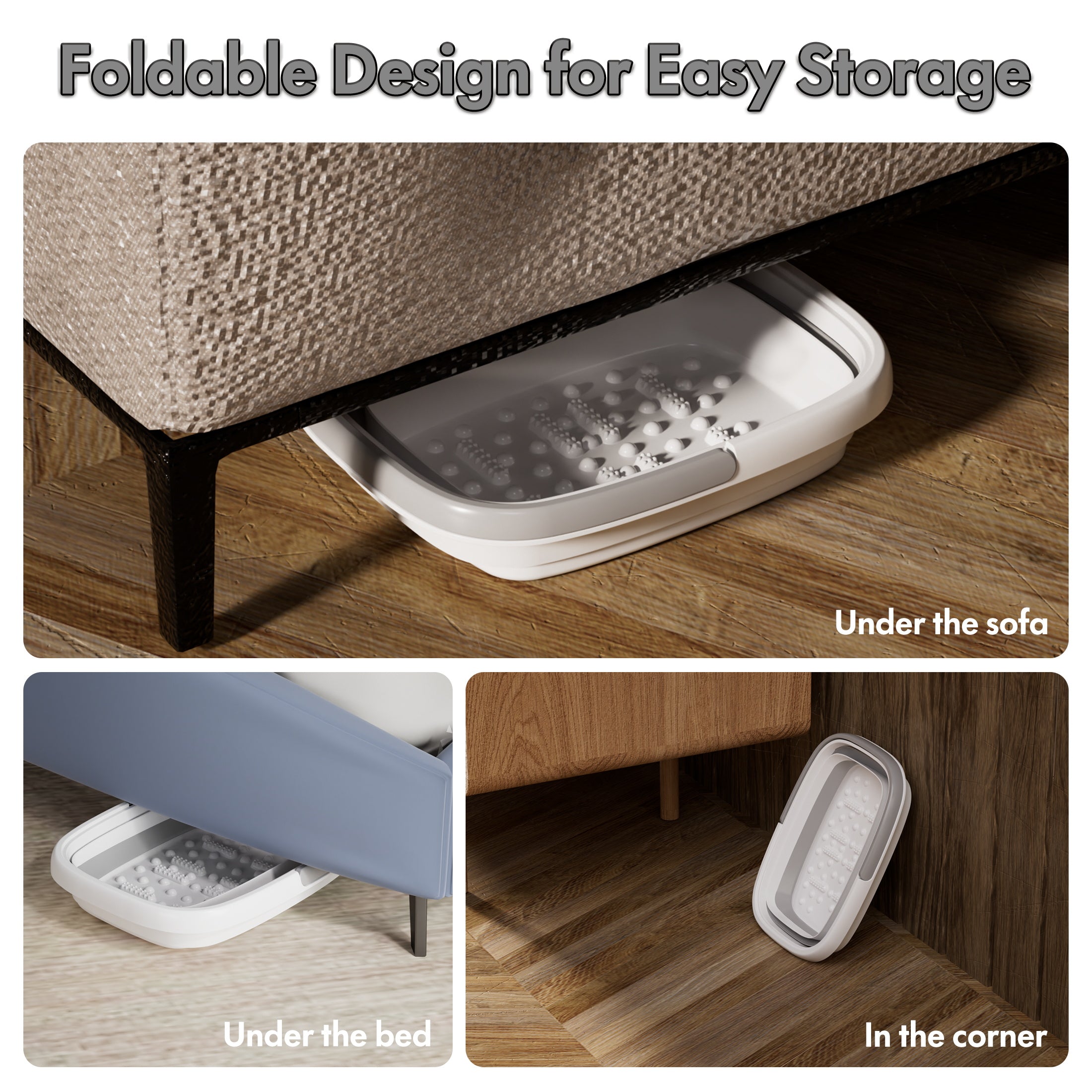 Beinilai Collapsible Foot Bath basin with Massage Bumps for Soaking Fe